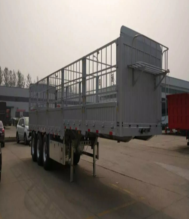 Three Axle 40T High Wall Fence Cargo Stake Semi Trailer For Bulk Cargo ...